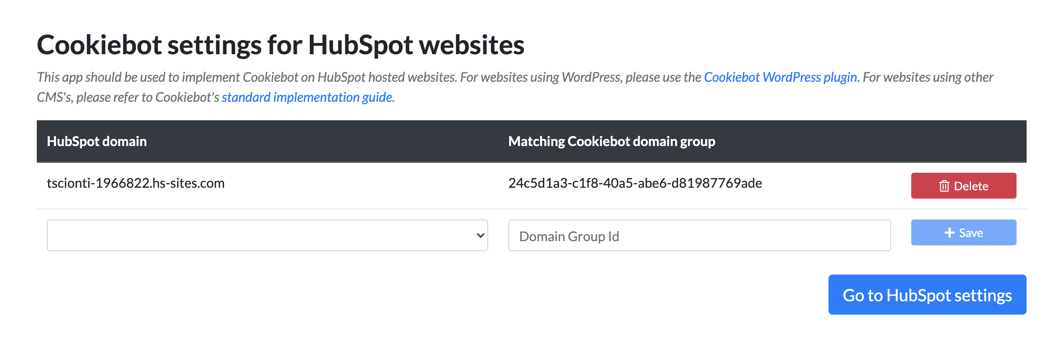Connect the Cookiebot integration